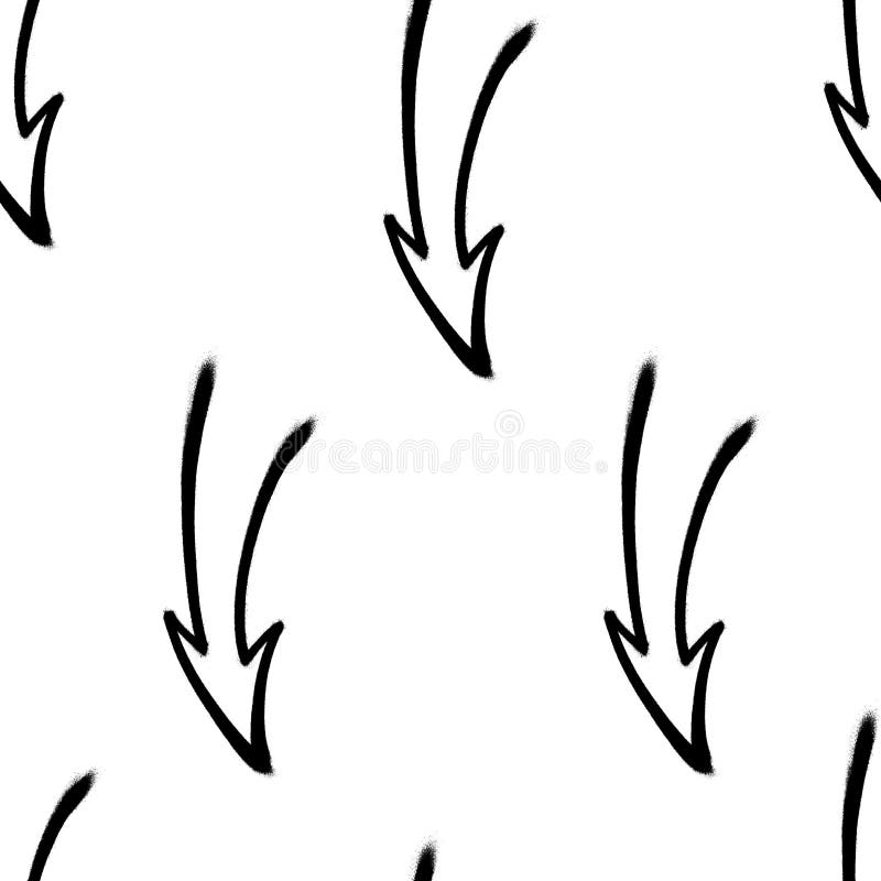 Seamless Pattern of Sprayed Graffiti Arrows with Overspray in Black Over White. Vector ...
