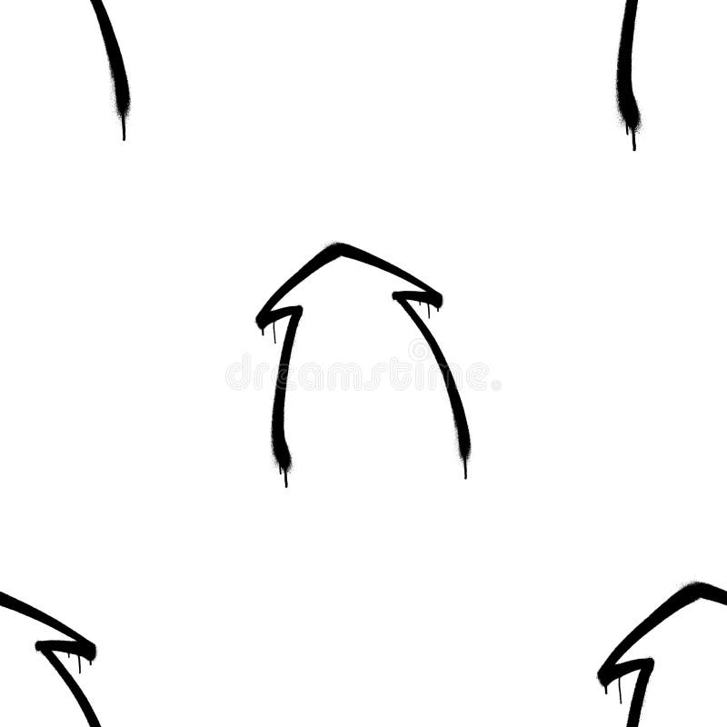 Seamless Pattern of Sprayed Graffiti Arrows with Overspray in Black Over White. Vector ...