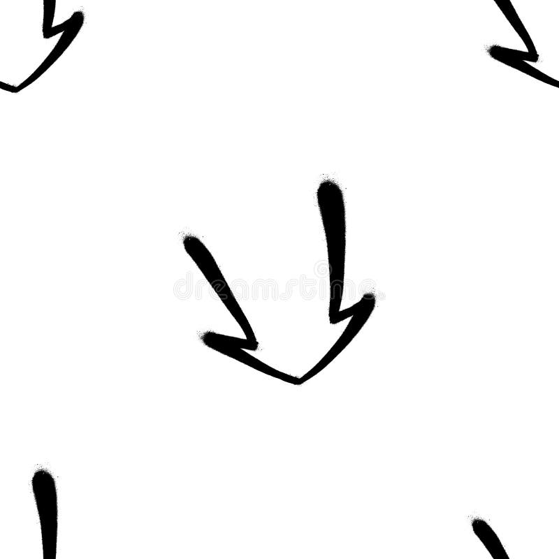 Seamless Pattern of Sprayed Graffiti Arrows with Overspray in Black Over White. Vector ...