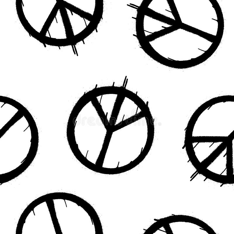 Seamless Pattern of Sprayed Peace Symbol. Vector Illustration with ...