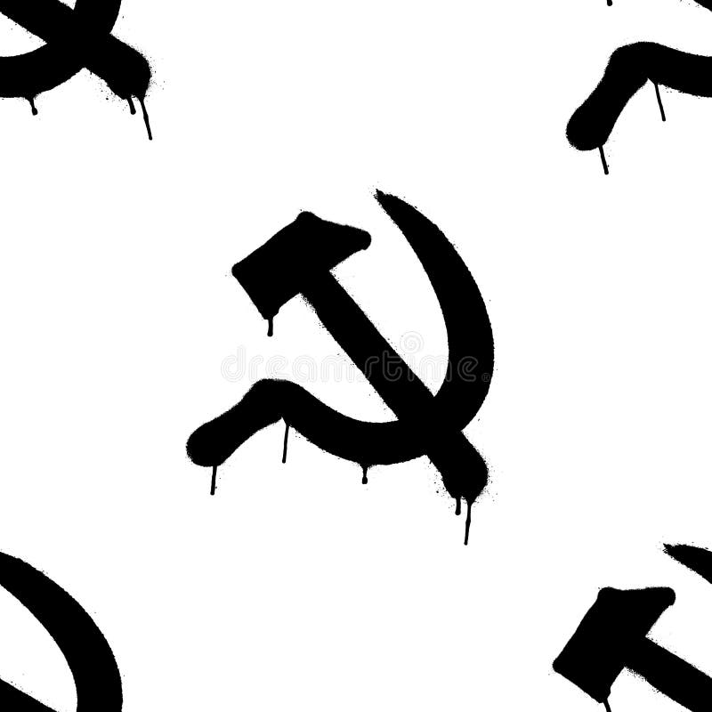 Seamless Pattern of Sprayed Symbol of USSR Communism Icon with Hammer ...
