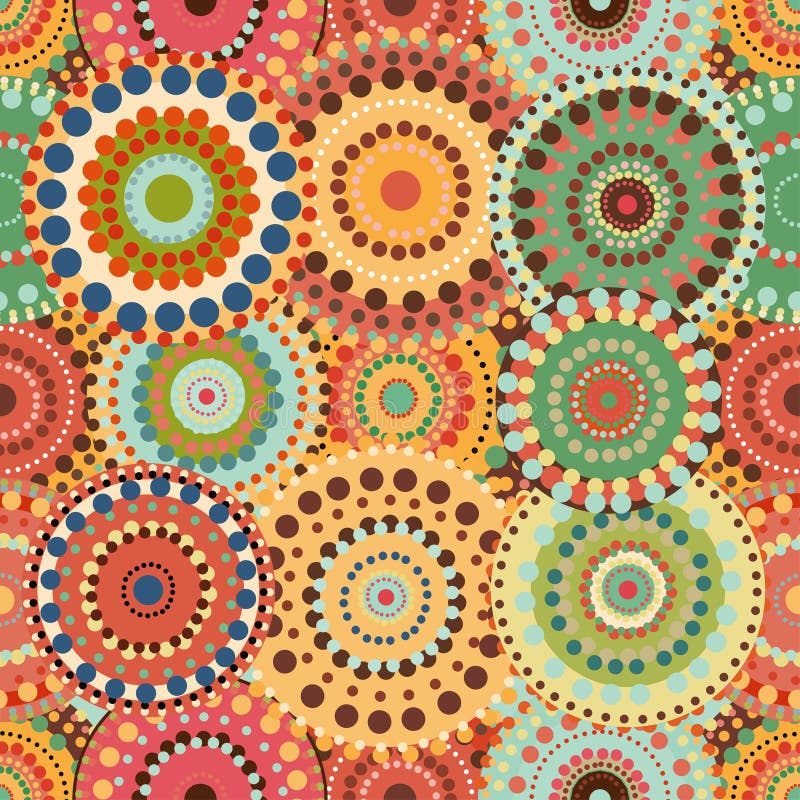 Seamless Pattern Spring Baby with Bright Colorful Painted Circle Stock ...
