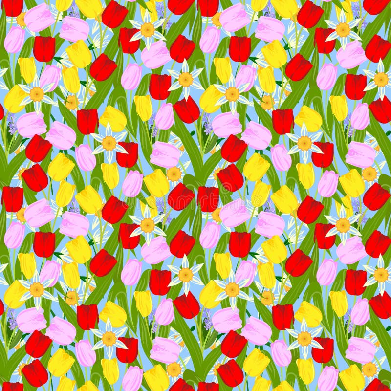 Blooming Spring Flowers Seamless Stock Vector - Illustration of fabric, blooming: 109681017