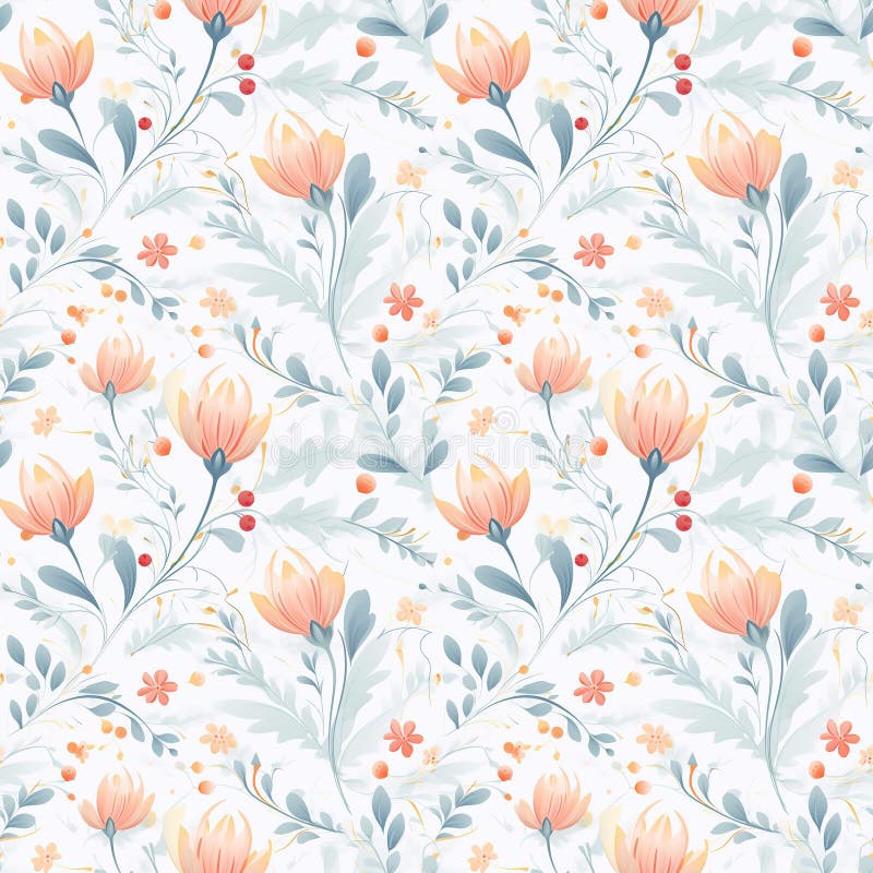 Seamless Pattern of Spring Flowers and Elements. Generative AI Stock ...