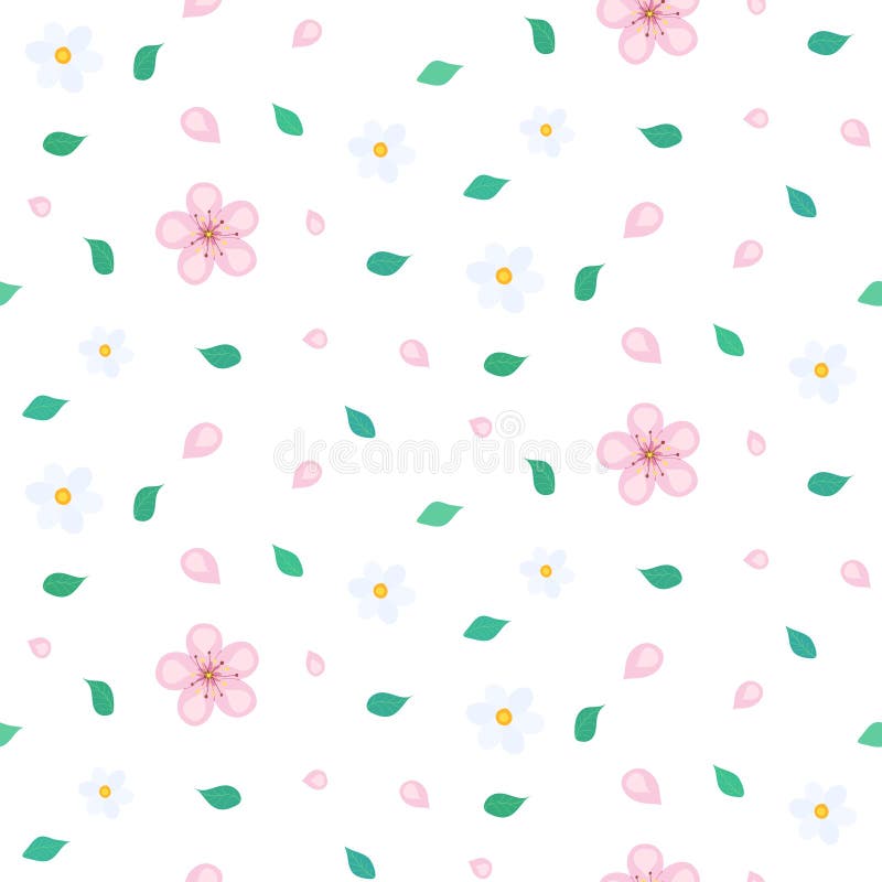 Seamless Pattern with Spring Flowers. Stock Vector - Illustration of ...