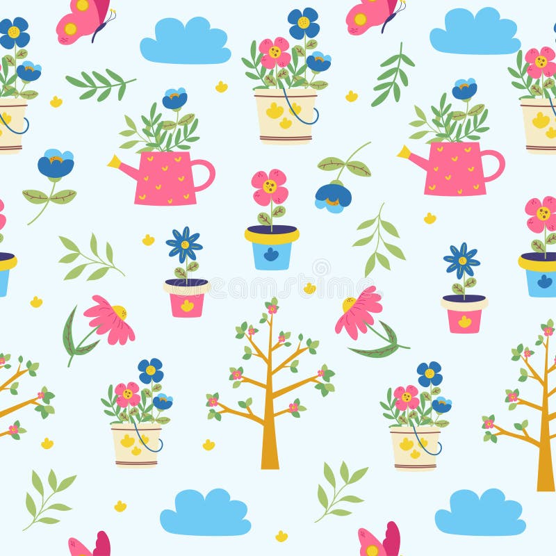 Seamless Pattern Spring, Flowers. Vector Stock Vector - Illustration of ...
