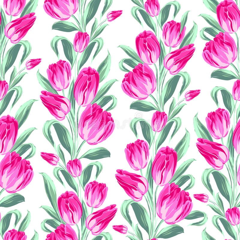 Seamless Pattern with Spring Tulips for Fabric. Stock Vector ...