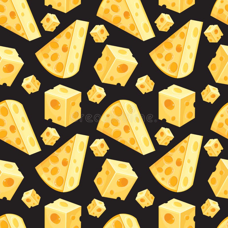 Seamless Pattern Of Square And Triangular Slices Of Yellow Cheese In ...