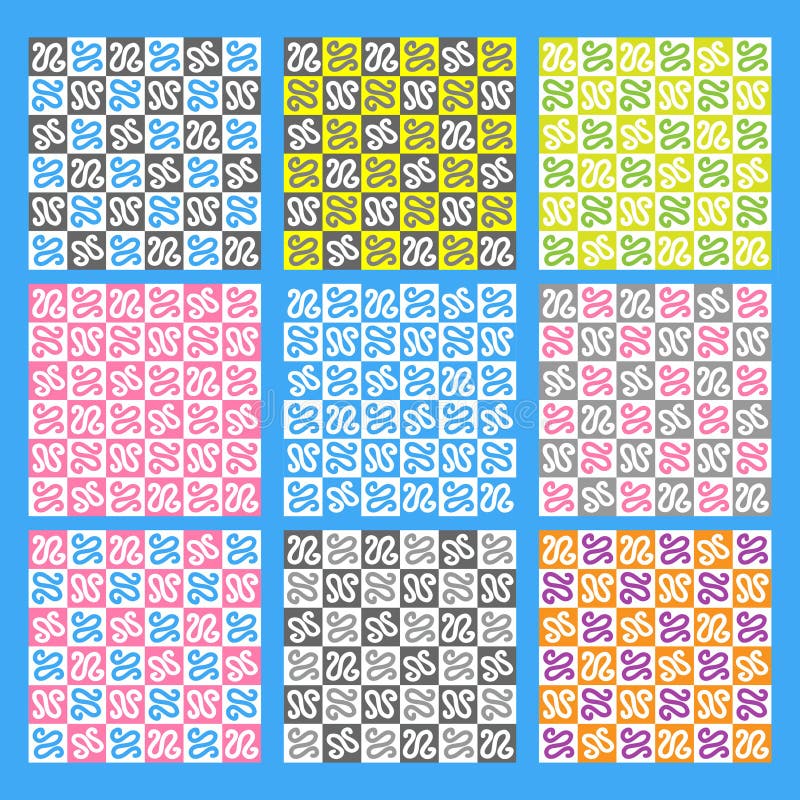 Seamless Pattern Squares with Doodles Set Stock Vector - Illustration ...
