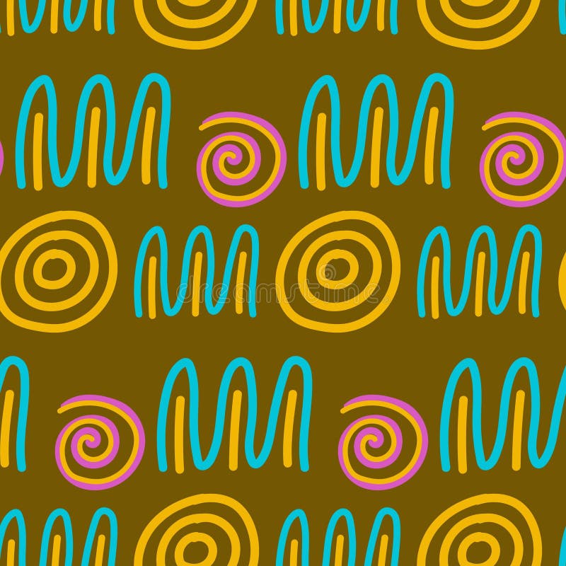 Seamless Pattern Squiggle Scribble in 90s Style. Bright Colorful ...