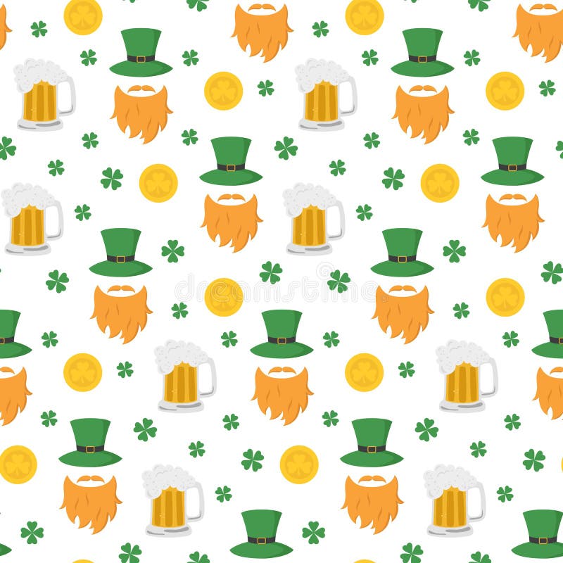 Seamless Pattern with St. Patrick`s Day Icons Stock Illustration ...
