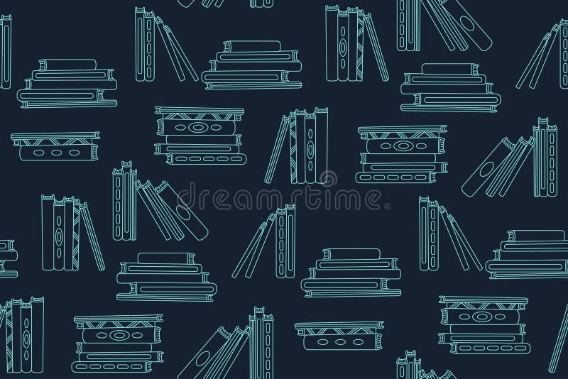 Seamless Pattern Stack Book School Outline Vector Stock Vector ...