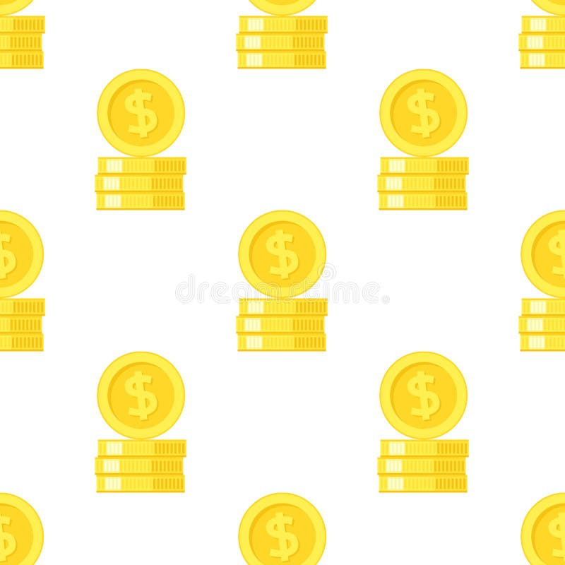 Stack of Golden Coins Seamless Pattern Stock Vector - Illustration of ...