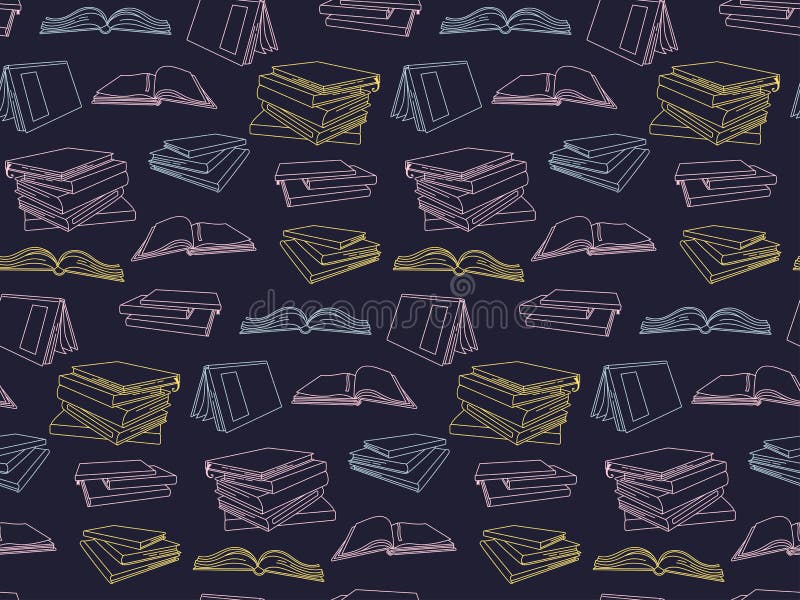 Seamless Pattern Stack of Open Books School Vector Stock Vector ...