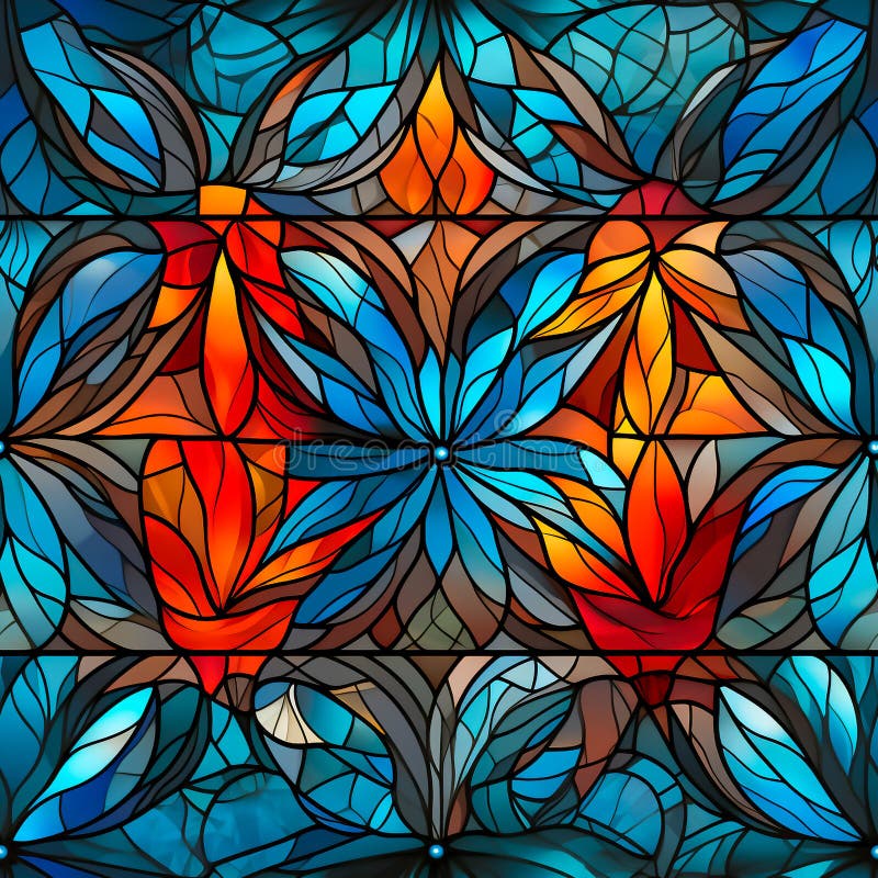 Seamless Pattern of Stained-glass Art, for Use in Graphics. Generative ...