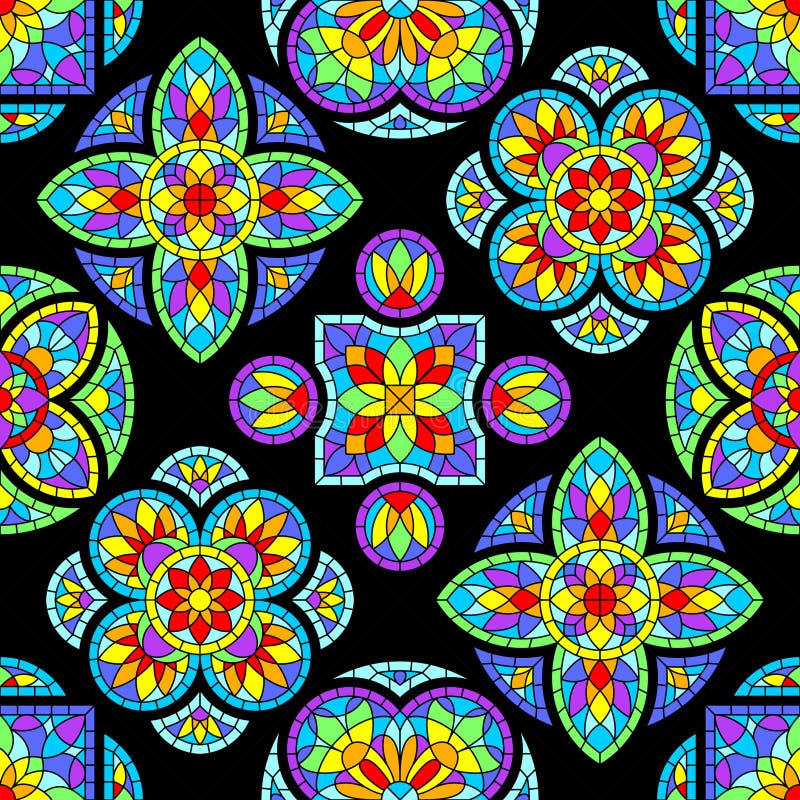 Seamless Pattern with Stained-glass Window in Gothic Style. Medieval ...