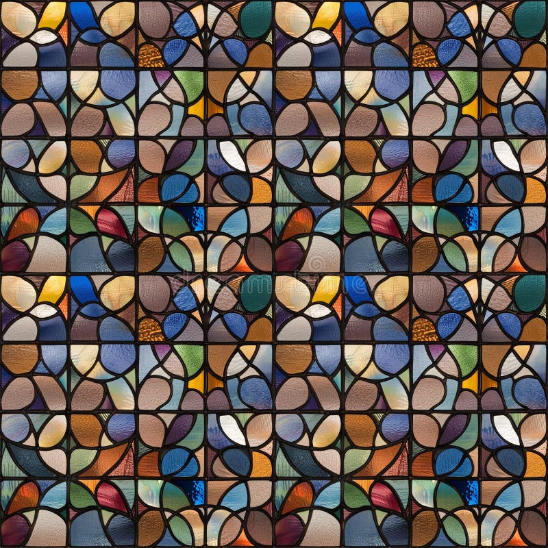 Seamless Pattern Stained Glass Window Mosaic Stock Illustration ...