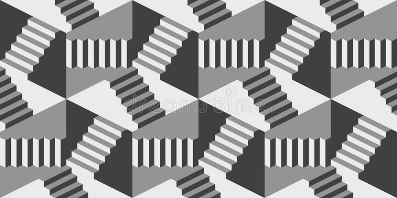 Seamless Pattern with Stairs Making an Optical Illusion Stock Vector ...