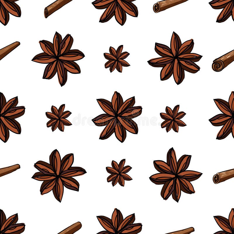 Seamless Pattern of Star Anise Stock Vector - Illustration of drawn, creative: 64083750