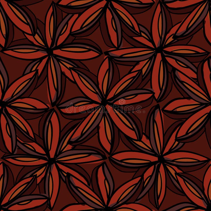 Seamless Pattern of Star Anise Stock Vector - Illustration of food, organic: 64083670