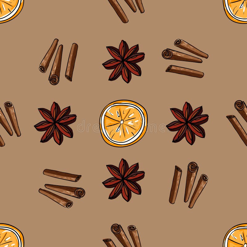 Seamless Pattern of Star Anise Stock Vector - Illustration of creative, anise: 64093041