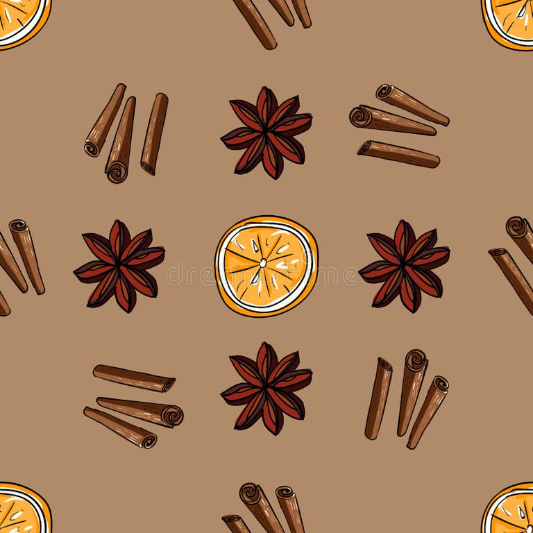 Seamless Pattern of Star Anise Stock Vector - Illustration of creative ...