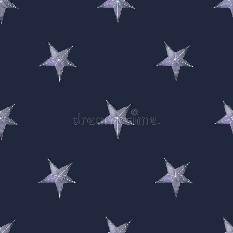 Seamless Pattern with Star in Dark Sky. Stock Illustration ...