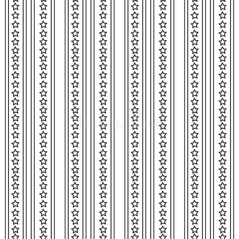 Seamless Pattern. Star and Line on White Background. Repeated Stripe ...