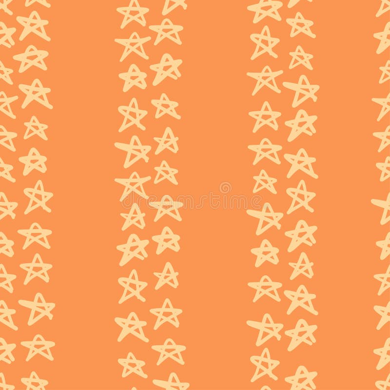 Seamless Pattern with Star Shapes on Orange Background, Vector Stock ...