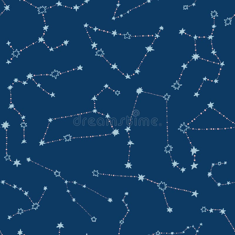 Seamless Pattern with a Star Sky. Background with Constellations of ...