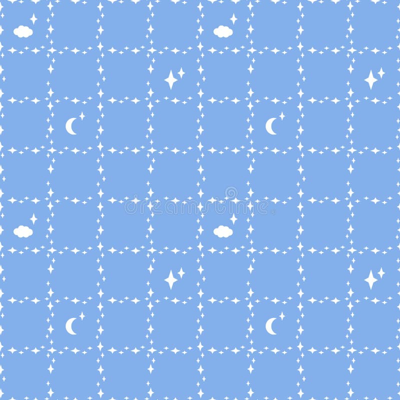 Seamless Pattern with Stars of Different Sizes. Clouds, the Moon ...