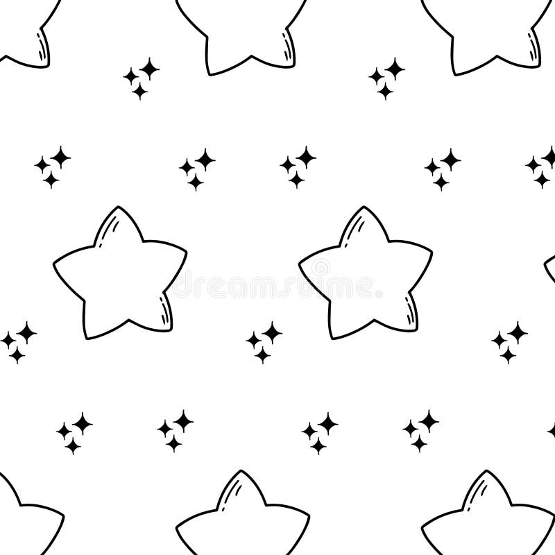 Seamless Pattern with Stars. Doodle Style. Childish Print with Stars ...