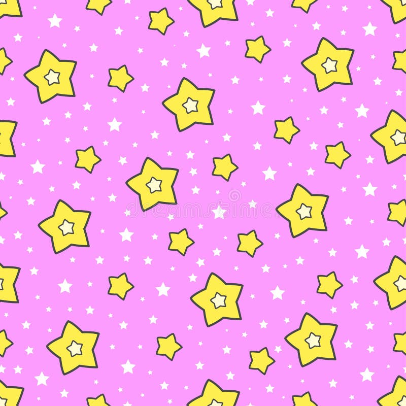 Seamless Pattern with Stars on a Pink Background. Vector Stock Vector ...