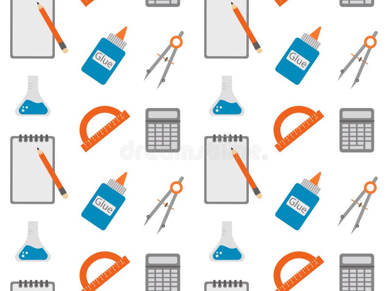 Seamless Pattern with Stationery for School and Office. Pencil for ...