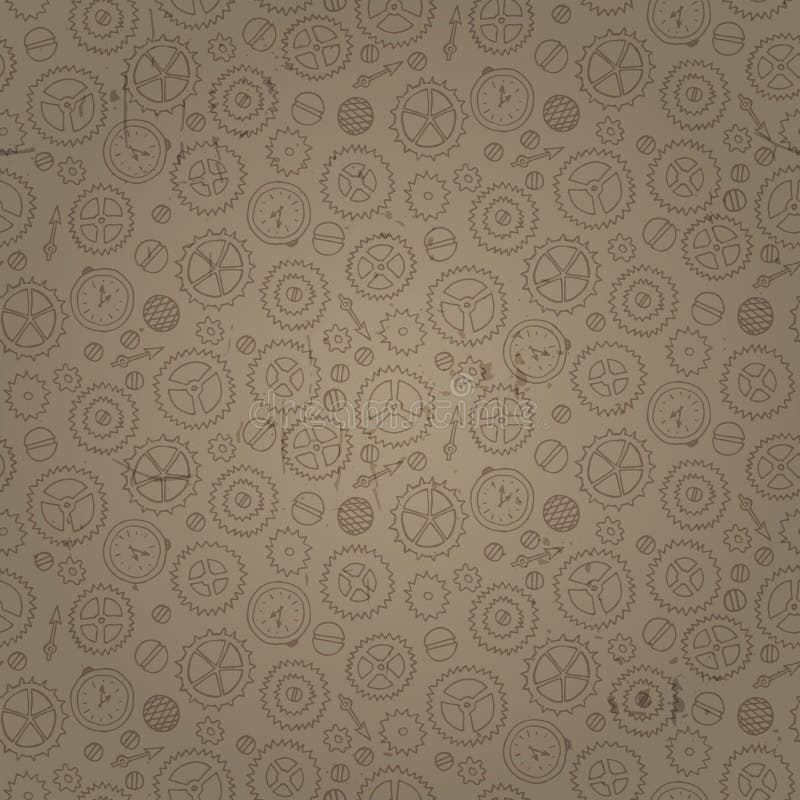 Seamless Pattern with Steampunk Mechanisms Stock Illustration ...