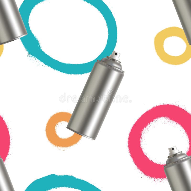 Seamless Pattern of Steel Spray Cans on a White Background with Spray ...