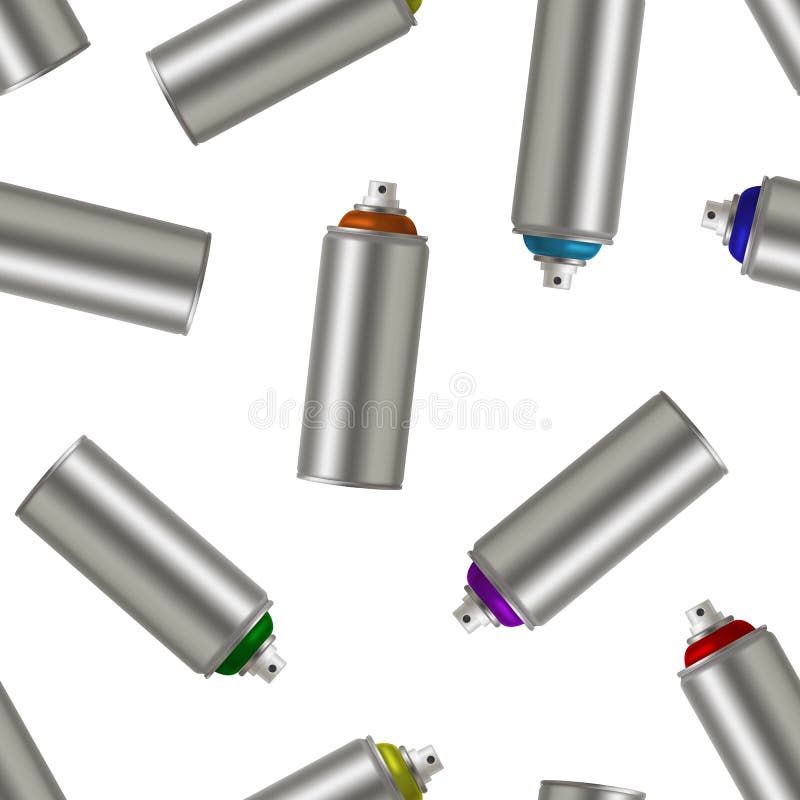 Seamless Pattern of Steel Spray Cans on a White Background. Vector ...