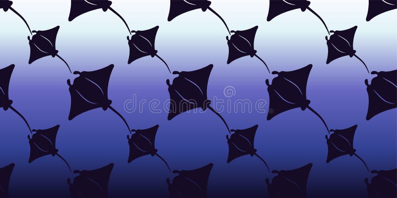 Seamless Pattern of Stingray Isolated on Gradation of Sea Colors. Stock ...
