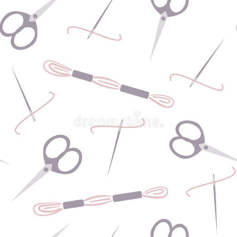 Seamless Pattern with Stitch Materials Stock Vector - Illustration of ...