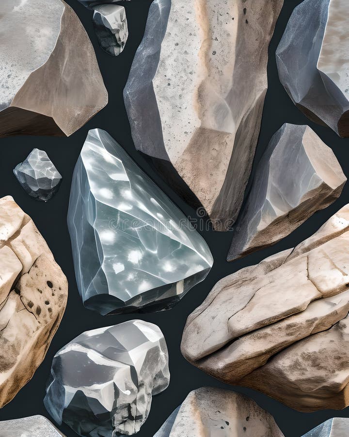 Seamless Pattern with Stones on Dark Background. 3d Rendering. Stock ...