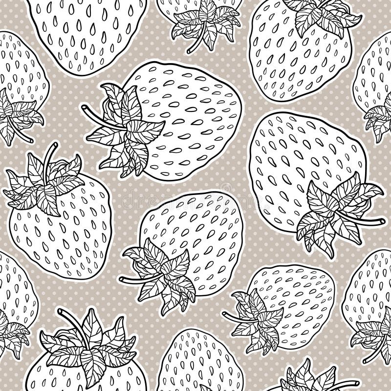 Seamless Pattern with Strawberries. Graphic Stylized Drawing Stock ...