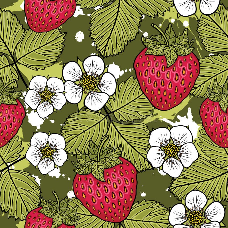 Seamless Pattern with Strawberries. Graphic Stylized Drawing Stock ...