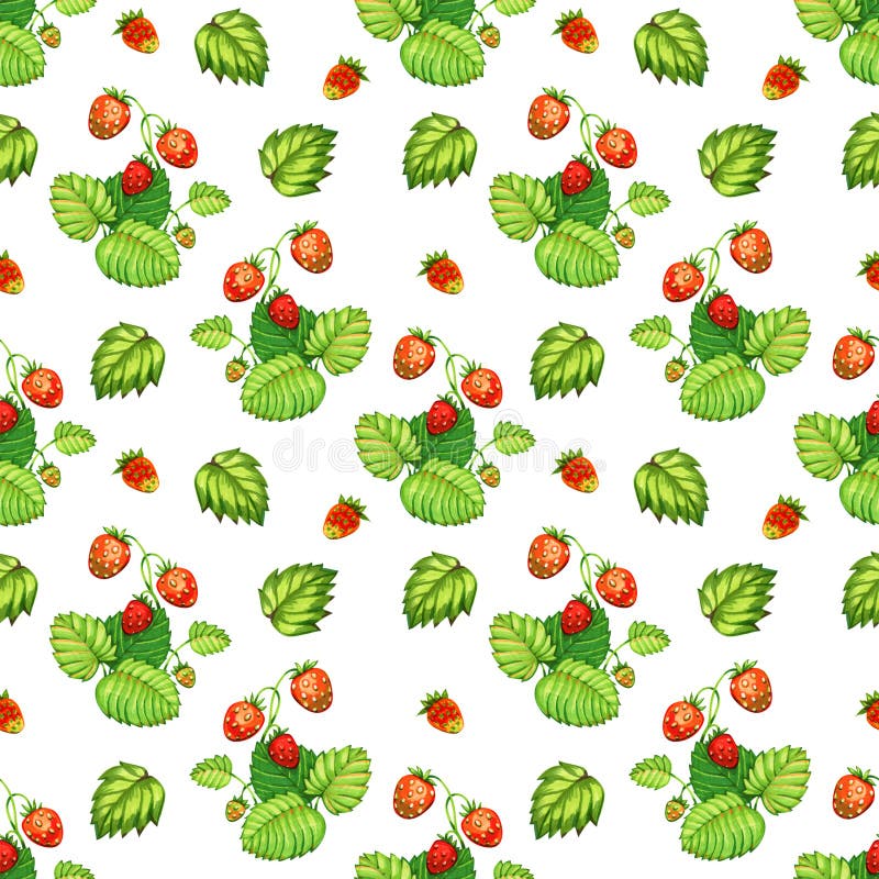 Seamless Pattern with Strawberry Garden. Summer Cottage Core Digital ...