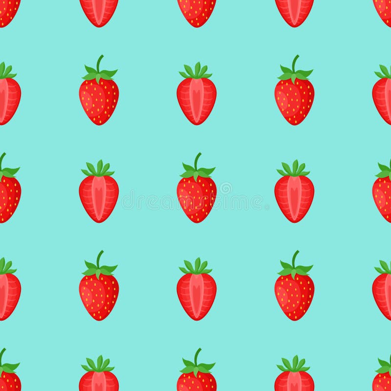 Seamless Pattern of Strawberry Stock Vector - Illustration of flat ...