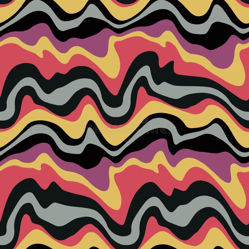 Seamless Pattern with Stripes. Wavy Psychedelic Lines. Vector ...