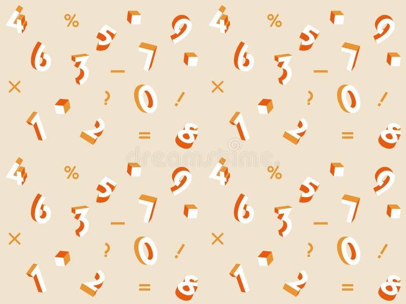 Seamless Pattern Studded with Numbers. Orange Background Stock Vector ...