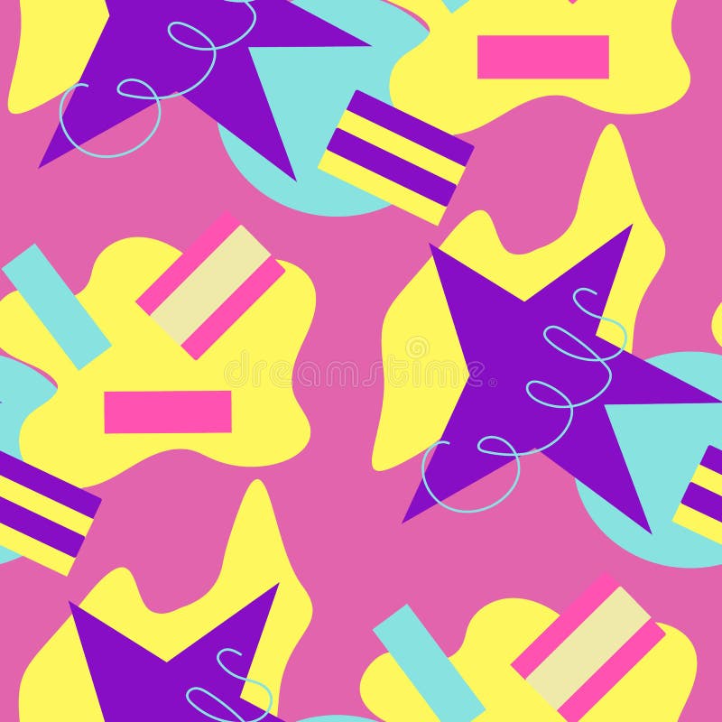 Seamless Pattern in the Style of Back To the Nineties Stock Vector ...