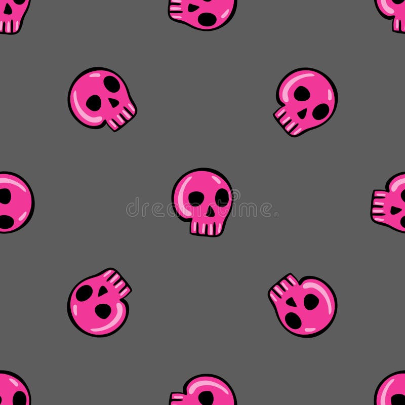 Seamless Pattern in the Style of Emo Skull Stock Illustration ...
