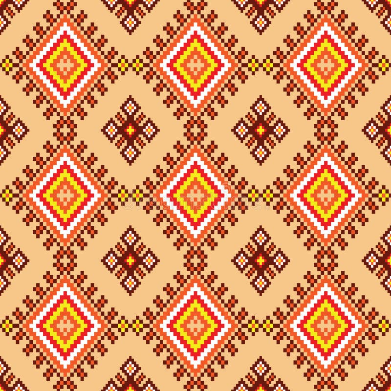 Seamless Pattern in the Style of Native Americans. it Features Red ...