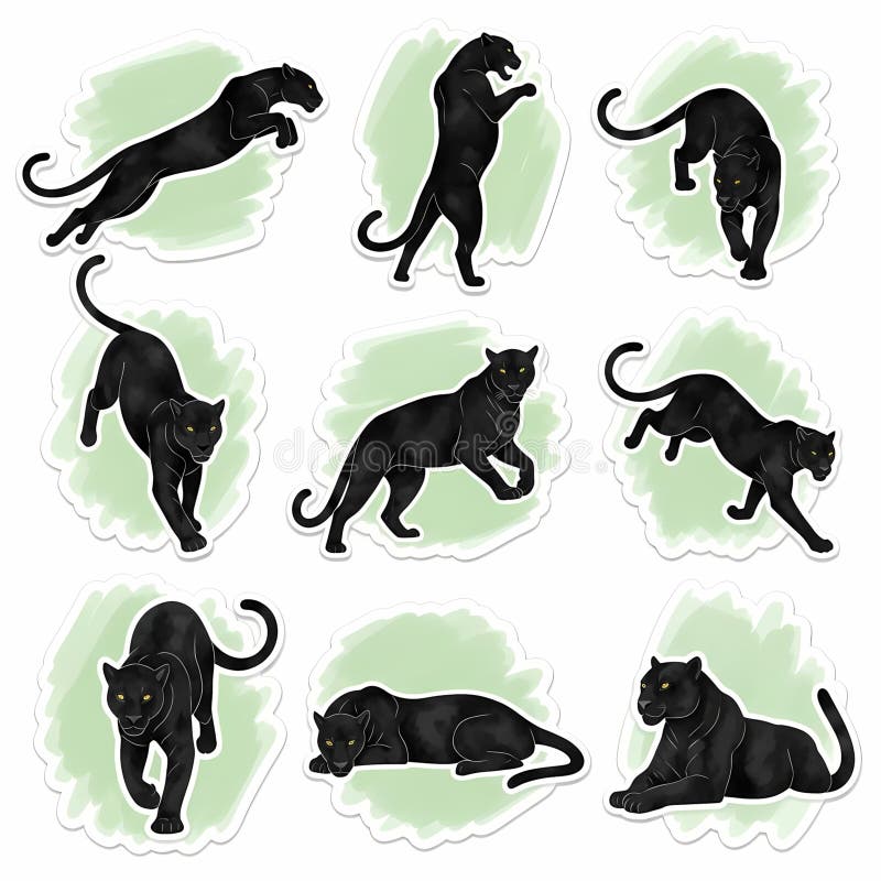 Black Panther Stickers Stock Illustrations – 71 Black Panther Stickers ...